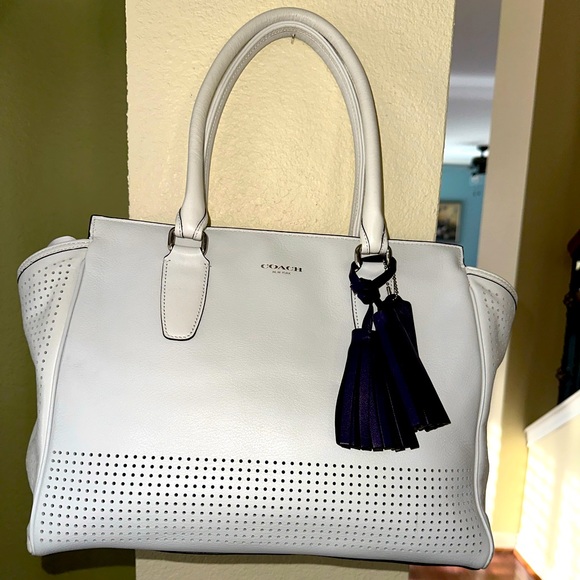 Coach | Bags | Coach Legacy Leather Perforated Medium Chalk W Purple ...